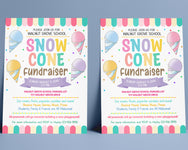 Customizable Snow Cone Fundraiser Flyer Template | PTO PTA School Event ...