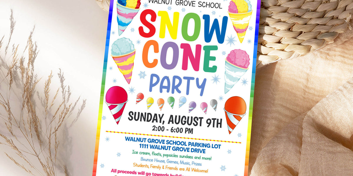 Customizable Snow Cone Party Invitation Template | PTO PTA School Party ...