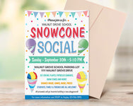 DIY Snow Cone Social Flyer Invite Template | Summer PTO PTA School ...