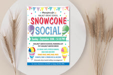 DIY Snow Cone Social Flyer Invite Template | Summer PTO PTA School ...