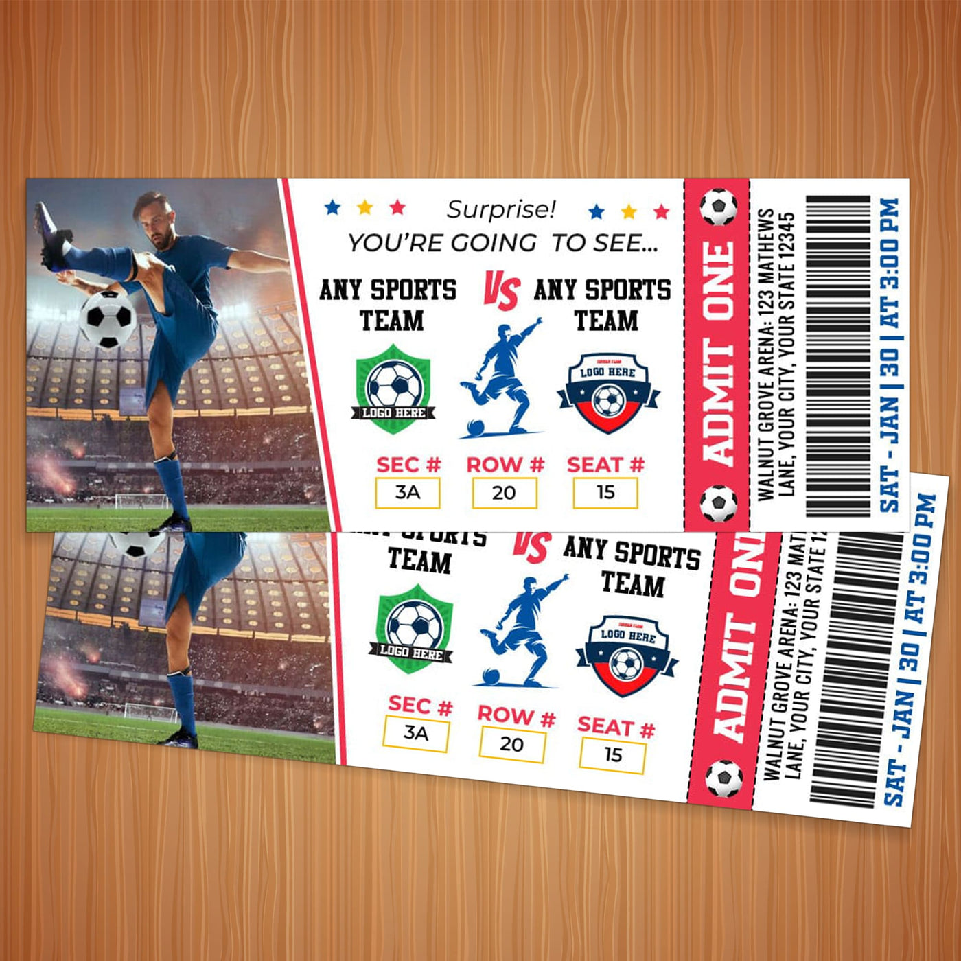 Customizable Soccer Game Ticket Template | Sports Game Ticket - Posh Park