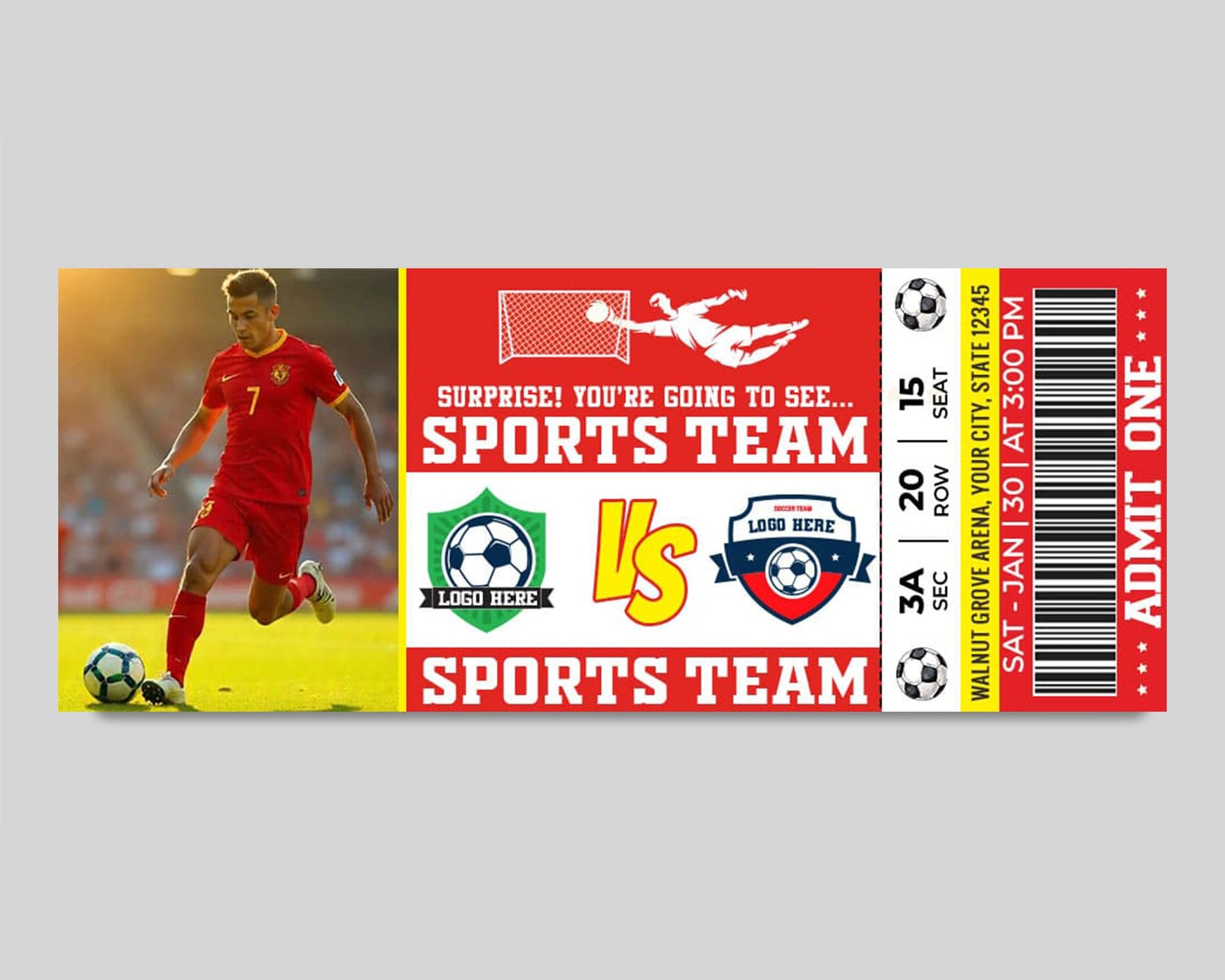 DIY Soccer Game Ticket Template | Surprise Gift Sports Game Ticket ...
