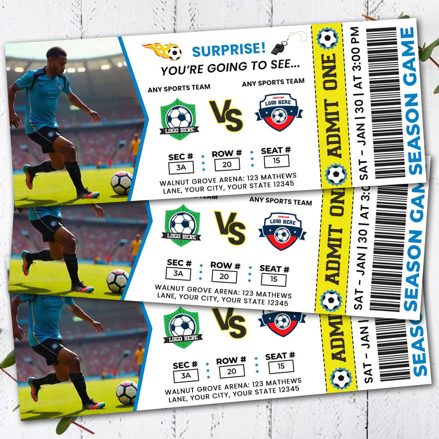 DIY Soccer Sports Event Ticket | Sports Game Stub Ticket Template ...