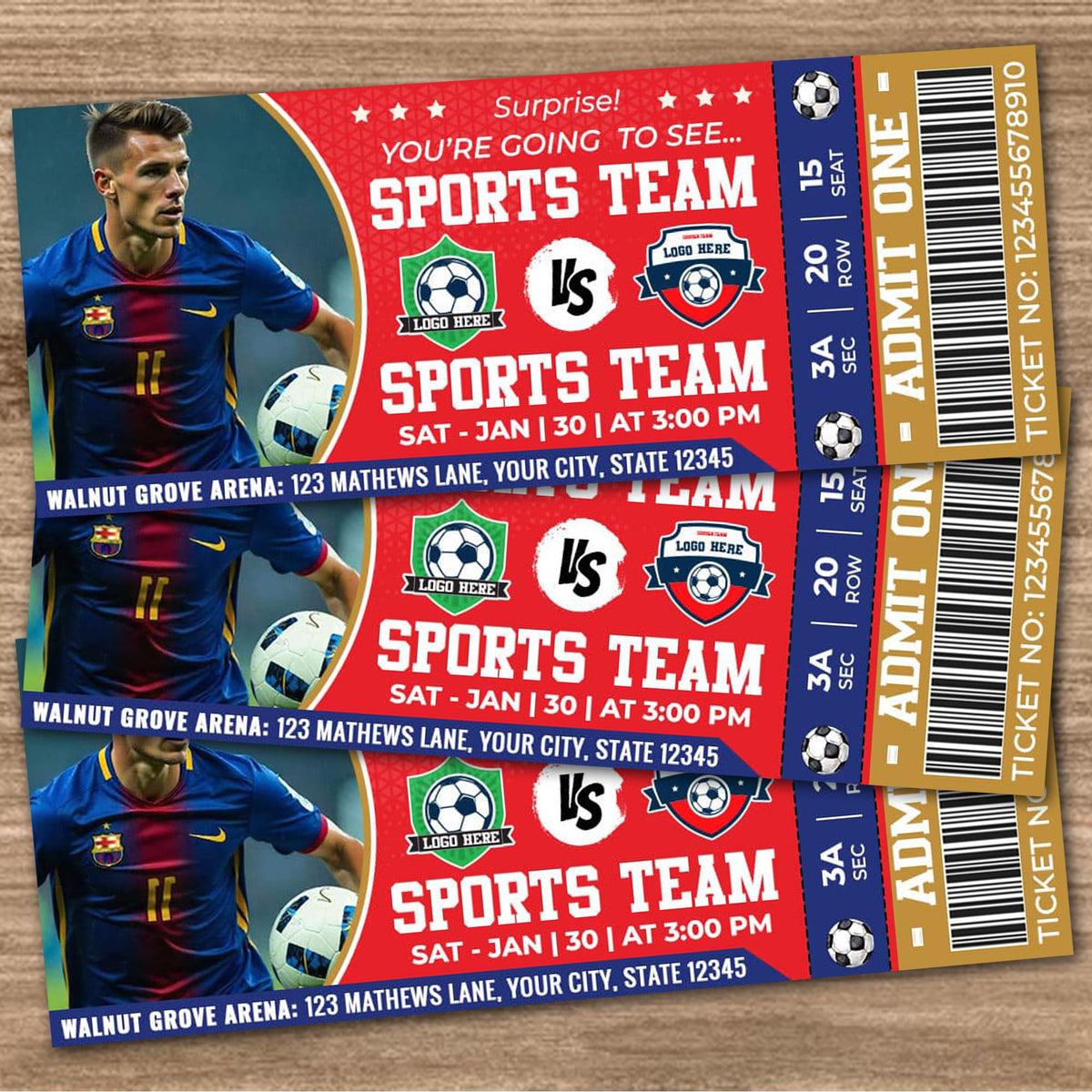 DIY Soccer Game Stub Ticket Template | Sports Game Event Ticket - Posh Park