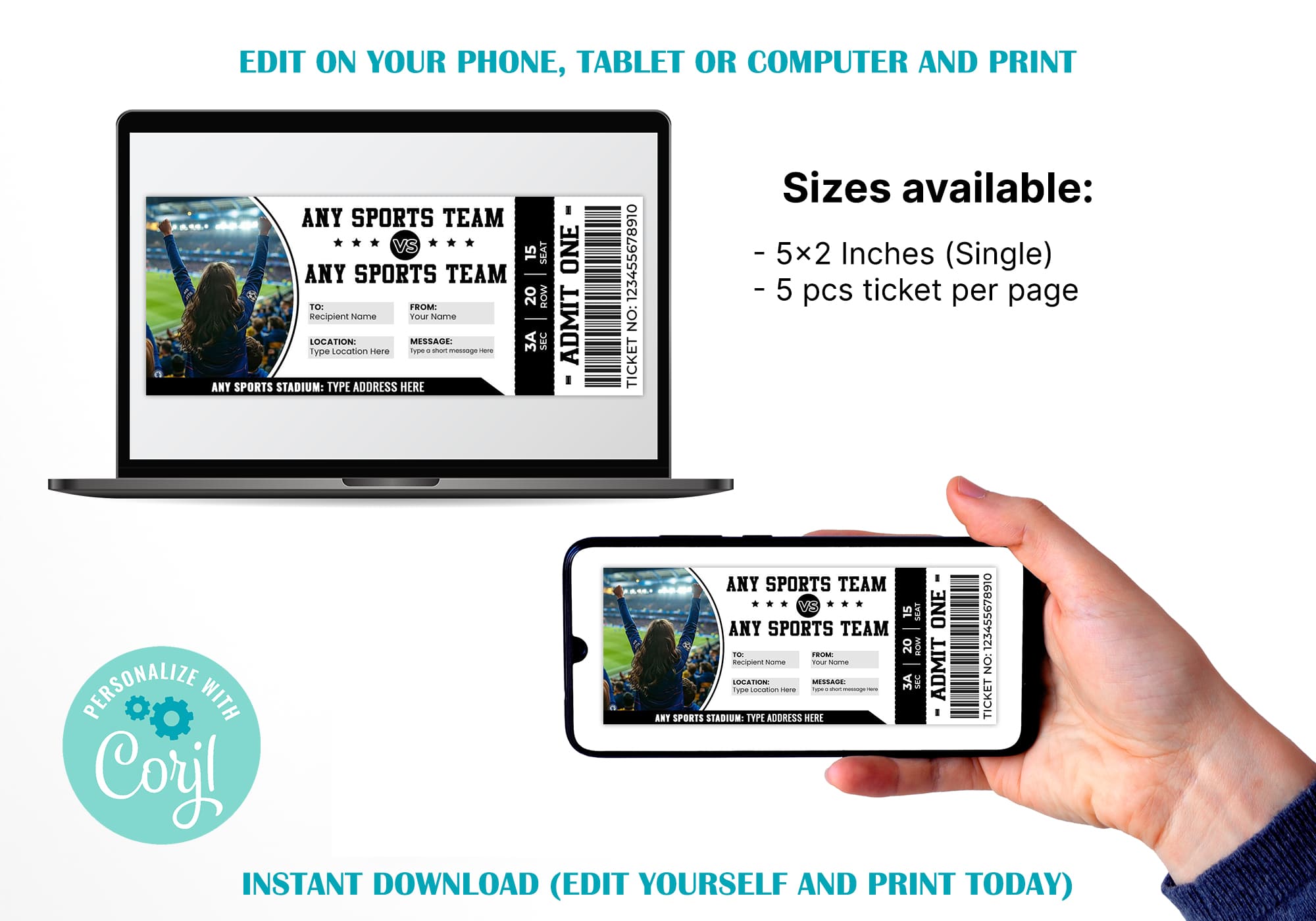 Customizable Sports Game Ticket | Surprise All-Purpose Game Ticket ...