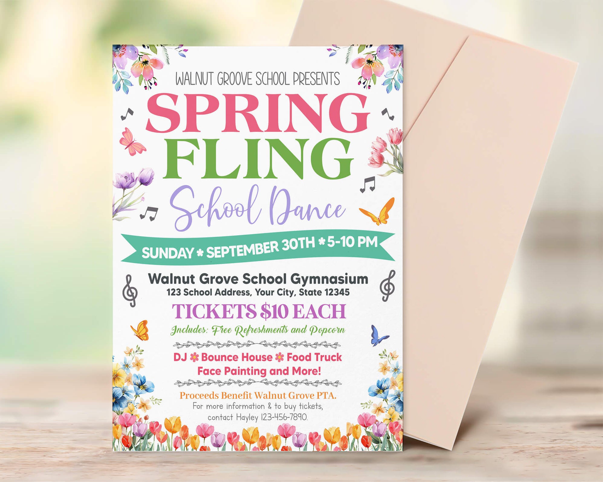DIY Spring Fling School Dance Flyer Invitation | School Party Invite ...