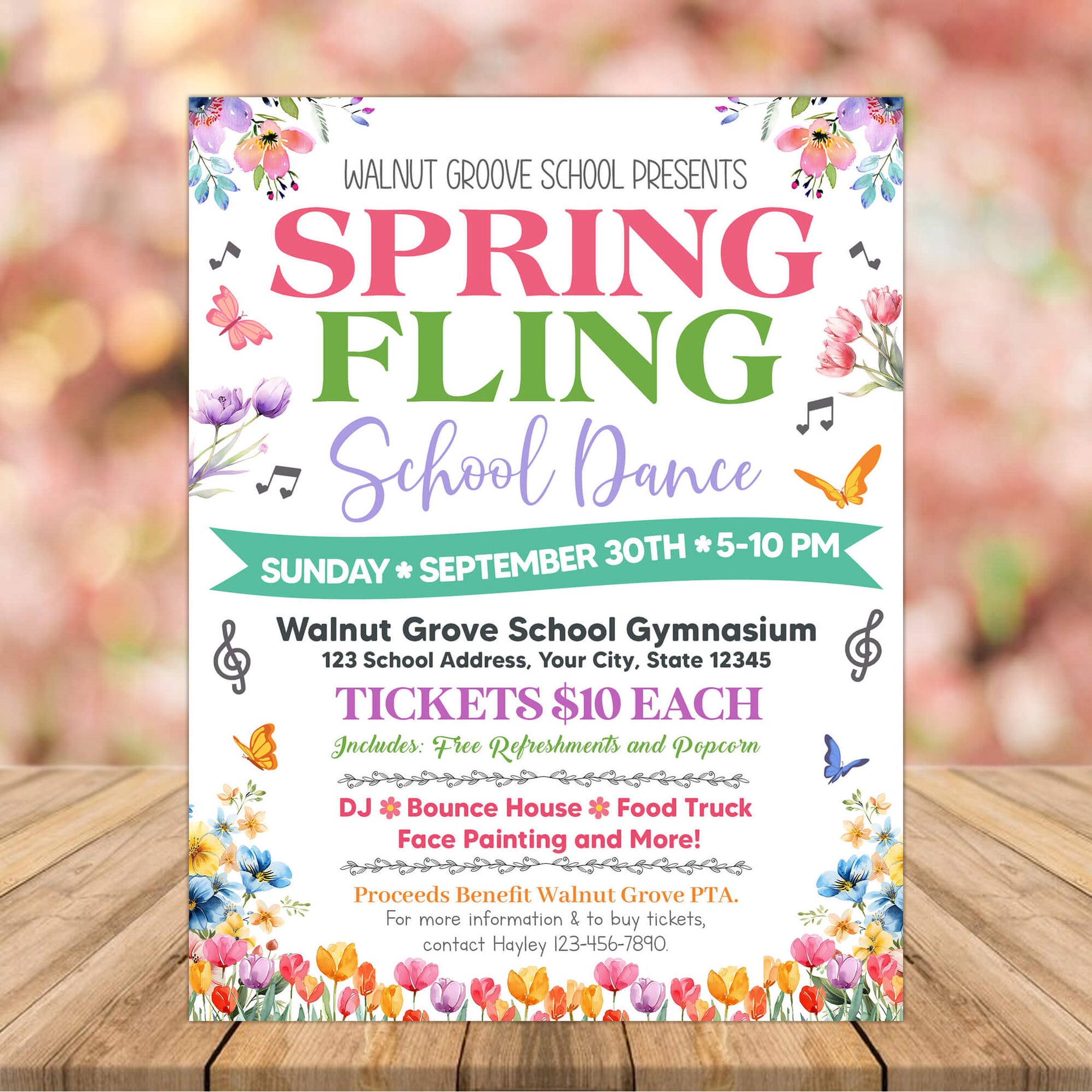 DIY Spring Fling School Dance Flyer Invitation | School Party Invite ...