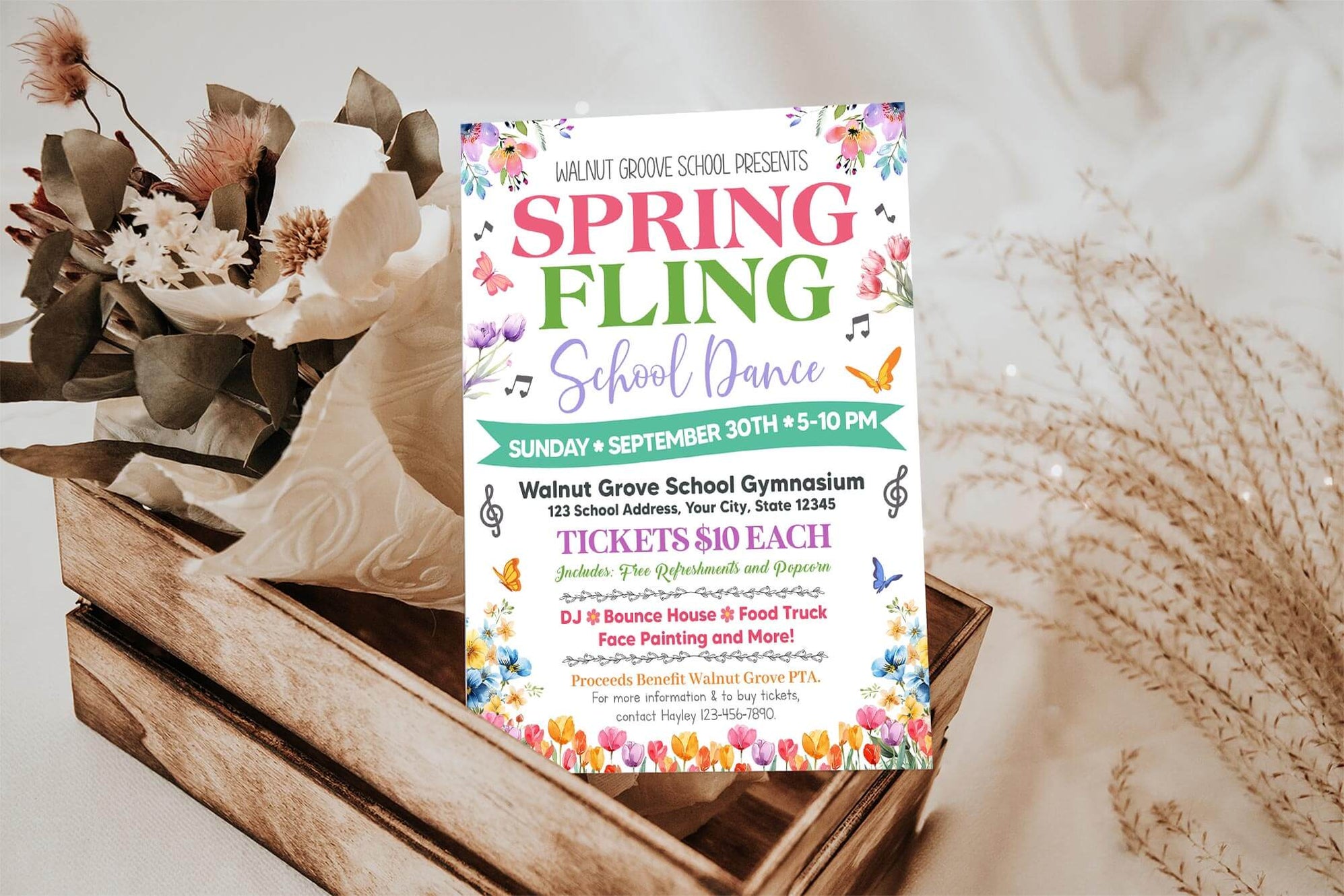 DIY Spring Fling School Dance Flyer Invitation | School Party Invite ...