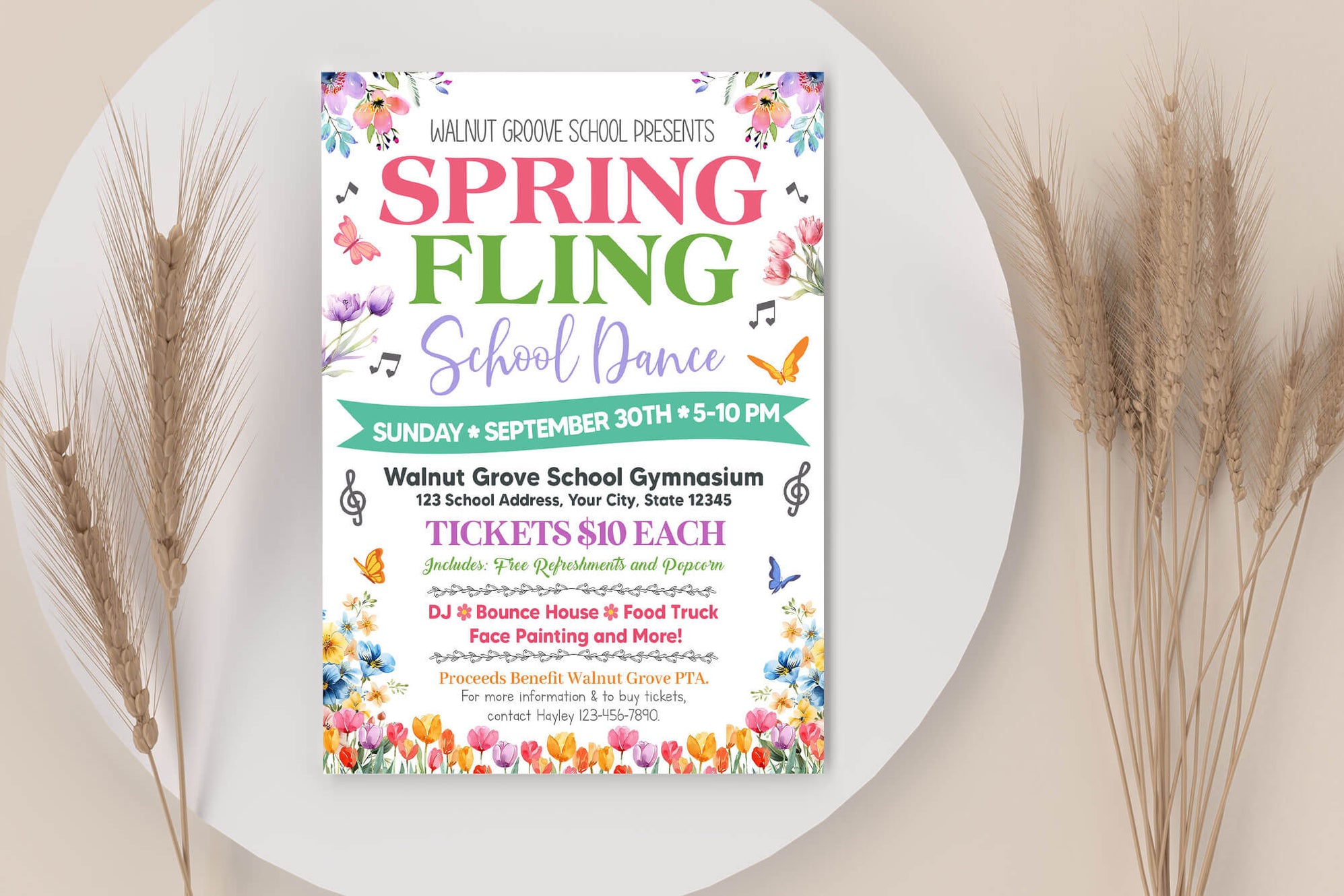 DIY Spring Fling School Dance Flyer Invitation | School Party Invite ...