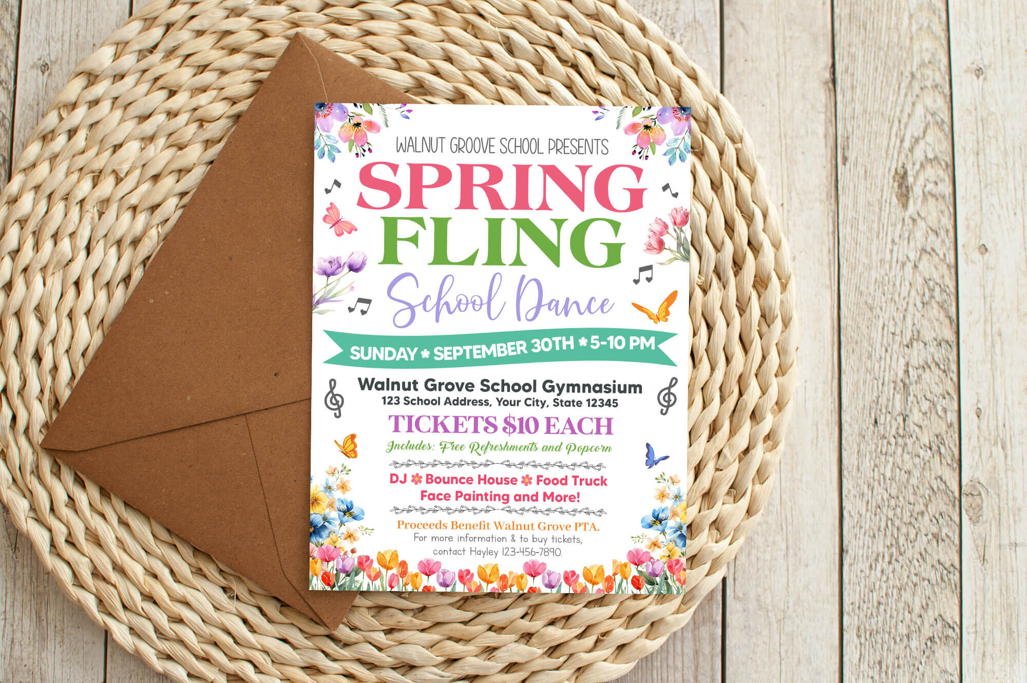 DIY Spring Fling School Dance Flyer Invitation | School Party Invite ...