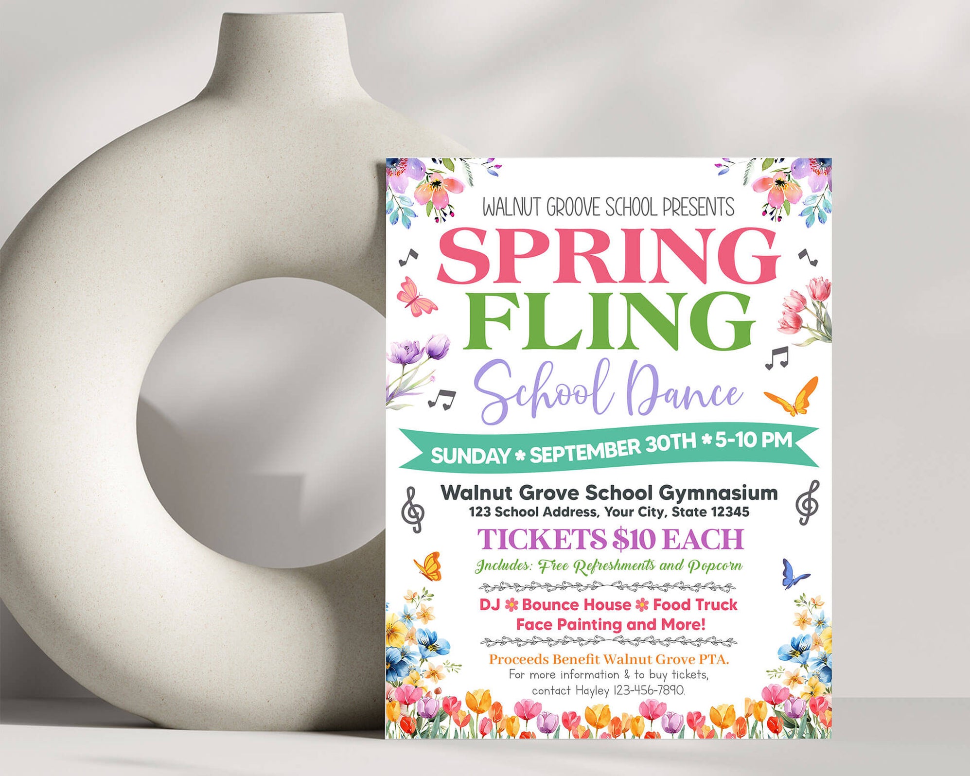 DIY Spring Fling School Dance Flyer Invitation | School Party Invite ...