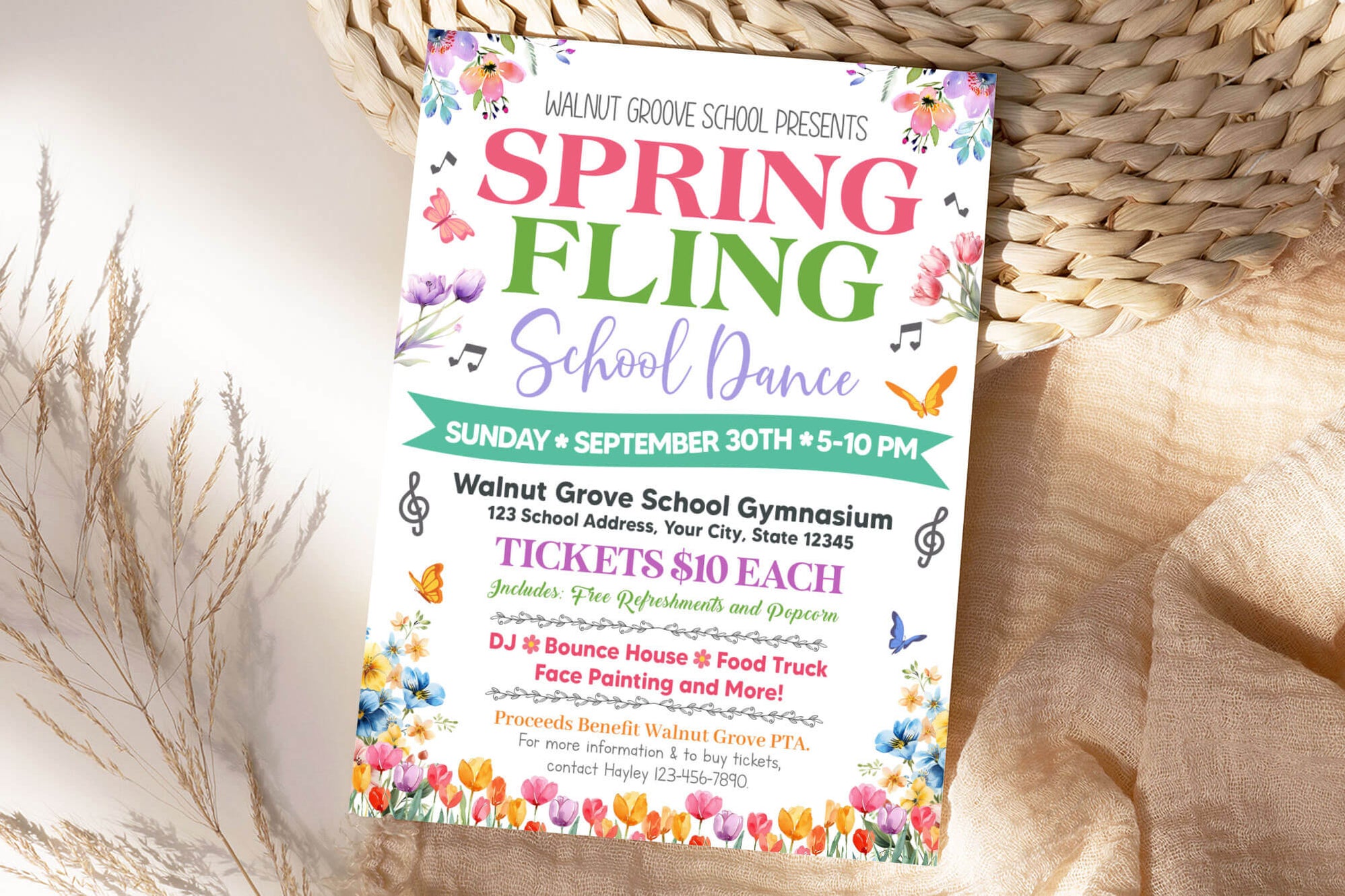 DIY Spring Fling School Dance Flyer and Ticket Bundle | School Party ...