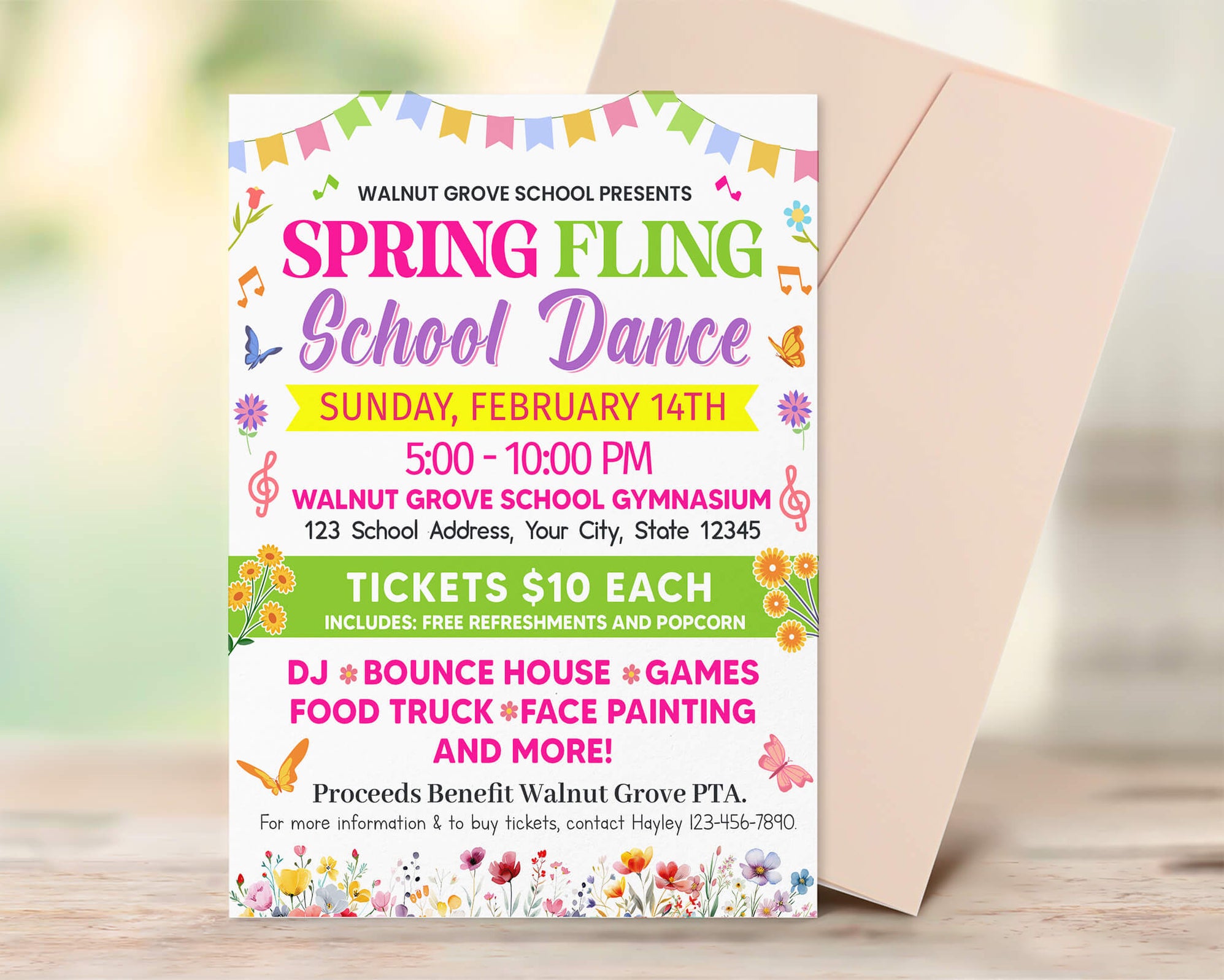 Customizable Spring Fling School Dance Flyer Invite | School Party ...