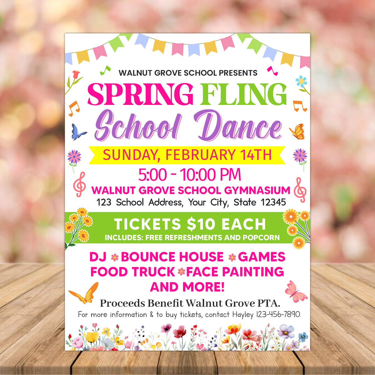 Customizable Spring Fling School Dance Flyer Invite | School Party ...