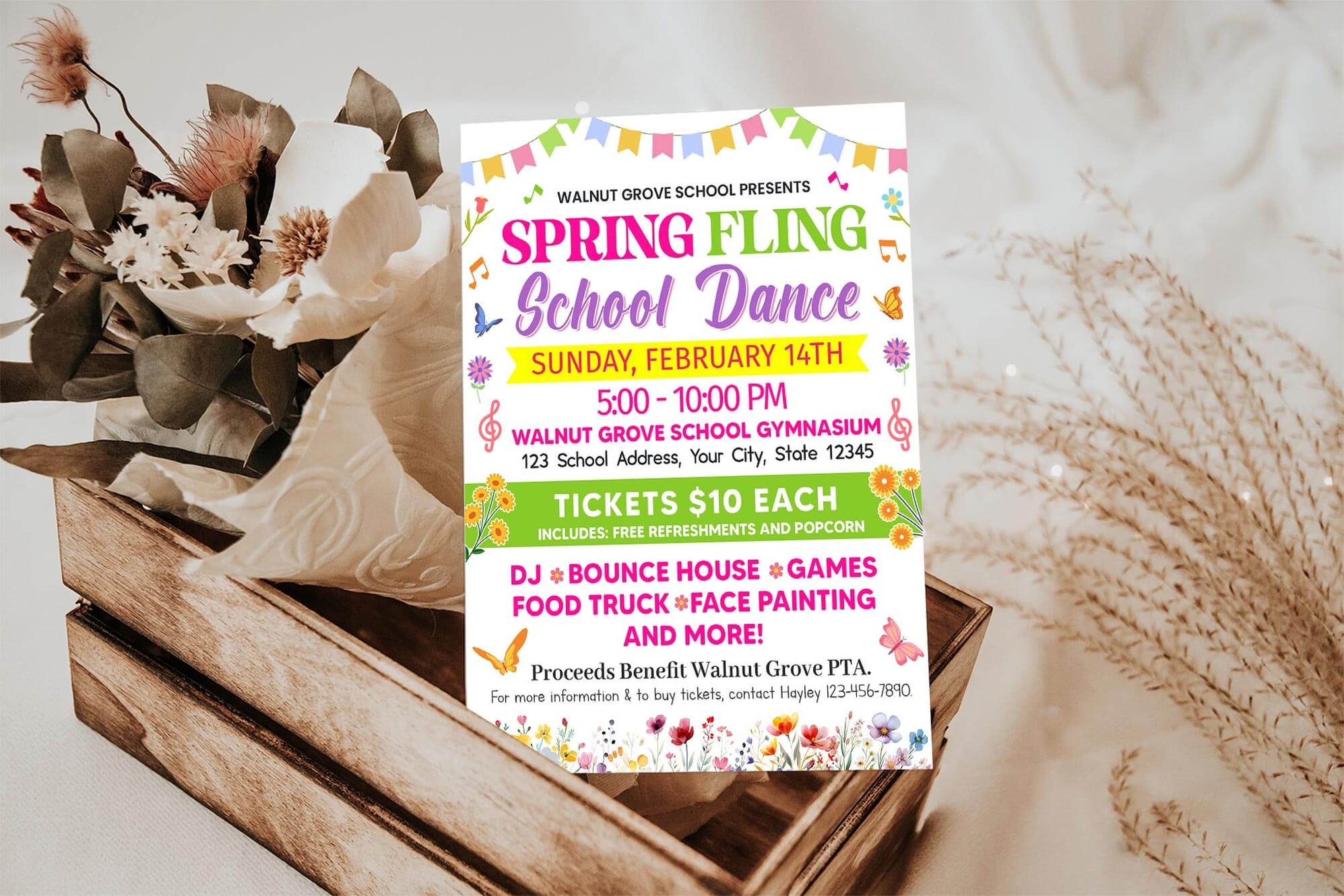 Customizable Spring Fling School Dance Flyer Invite | School Party ...