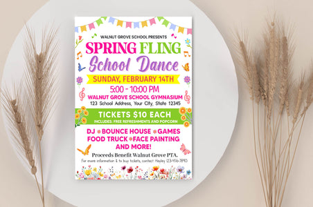 Customizable Spring Fling School Dance Flyer Invite | School Party ...