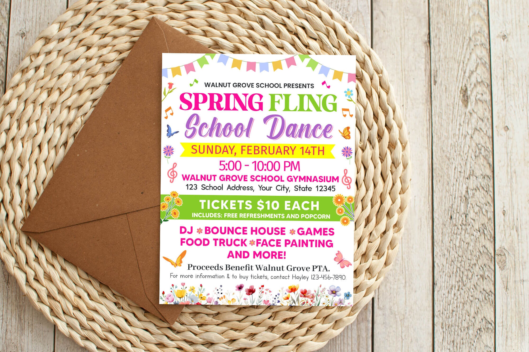 Customizable Spring Fling School Dance Flyer Invite | School Party ...