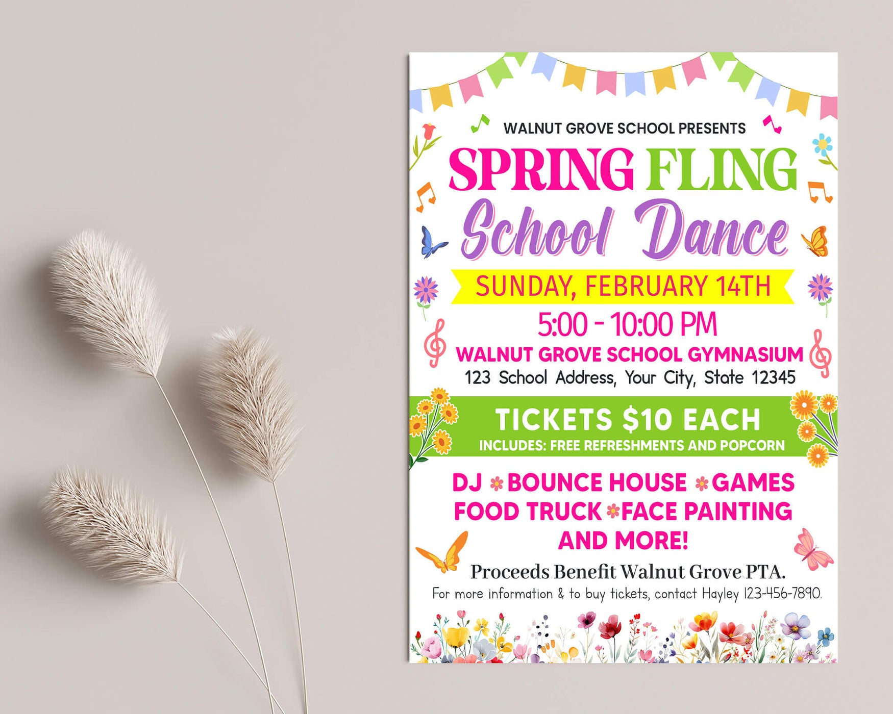 Customizable Spring Fling School Dance Flyer Invite | School Party ...