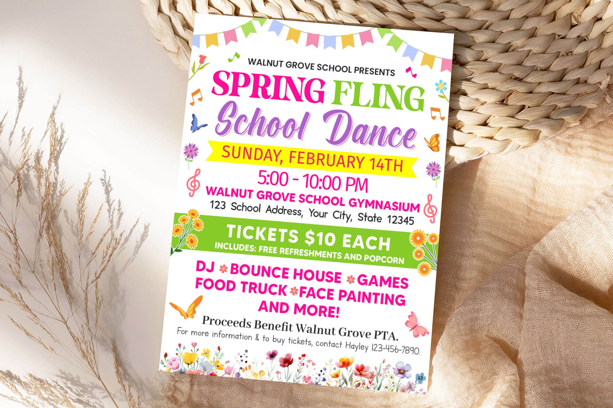 Customizable Spring Fling School Dance Flyer Invite | School Party ...