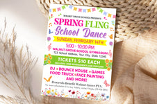 Customizable Spring Fling School Dance Flyer Invite | School Party ...