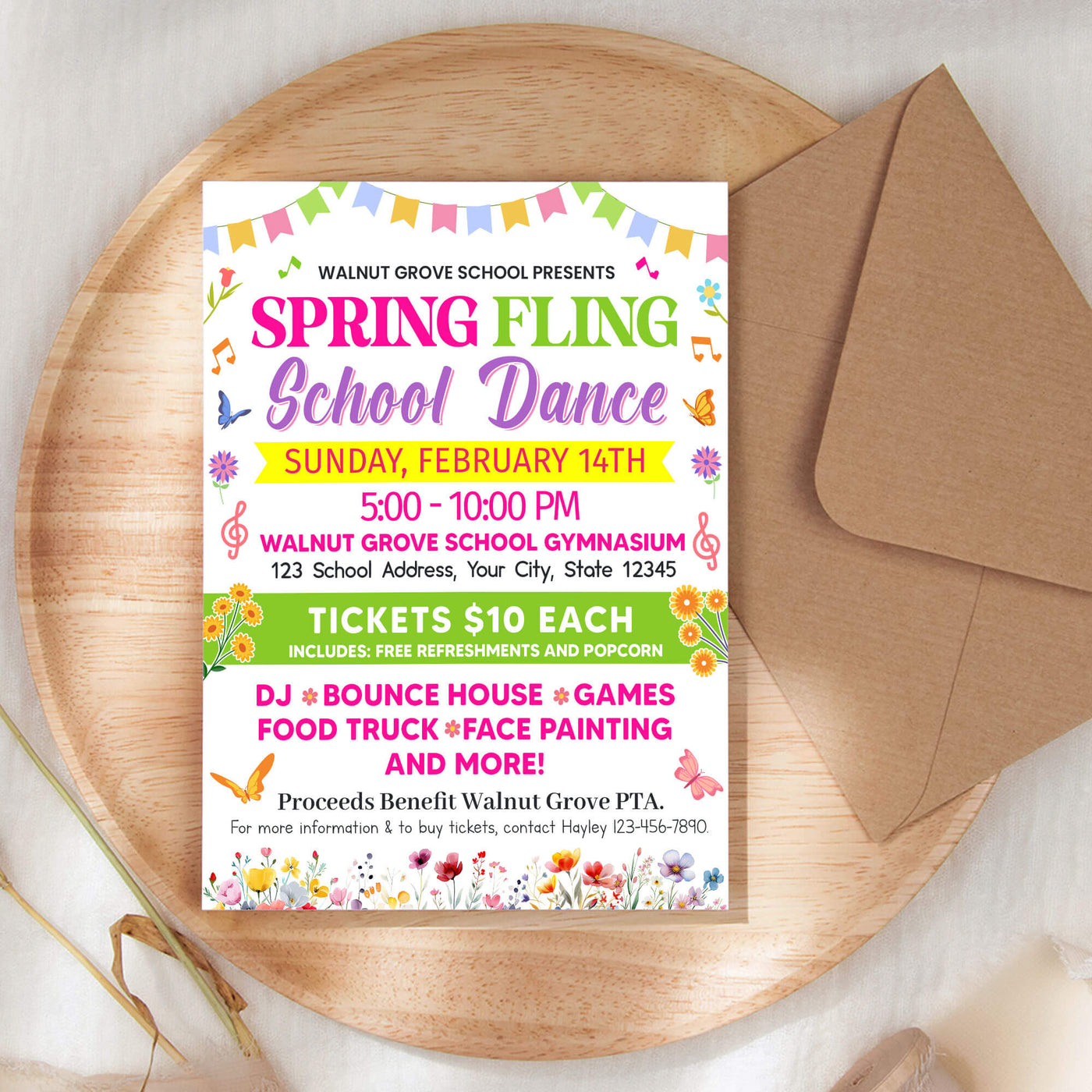 Customizable Spring Fling School Dance Flyer Invite | School Party ...