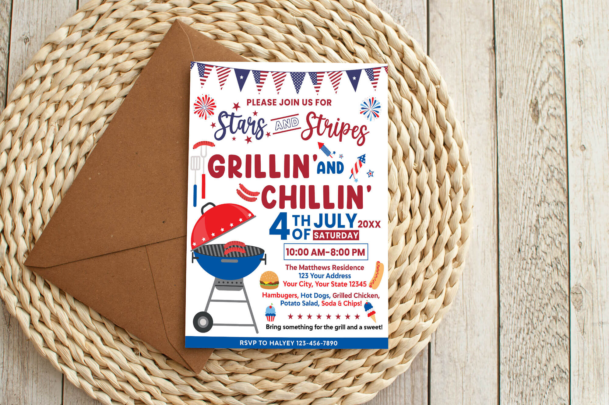 Customizable 4th of July Invitation Template | Family and Community BBQ ...