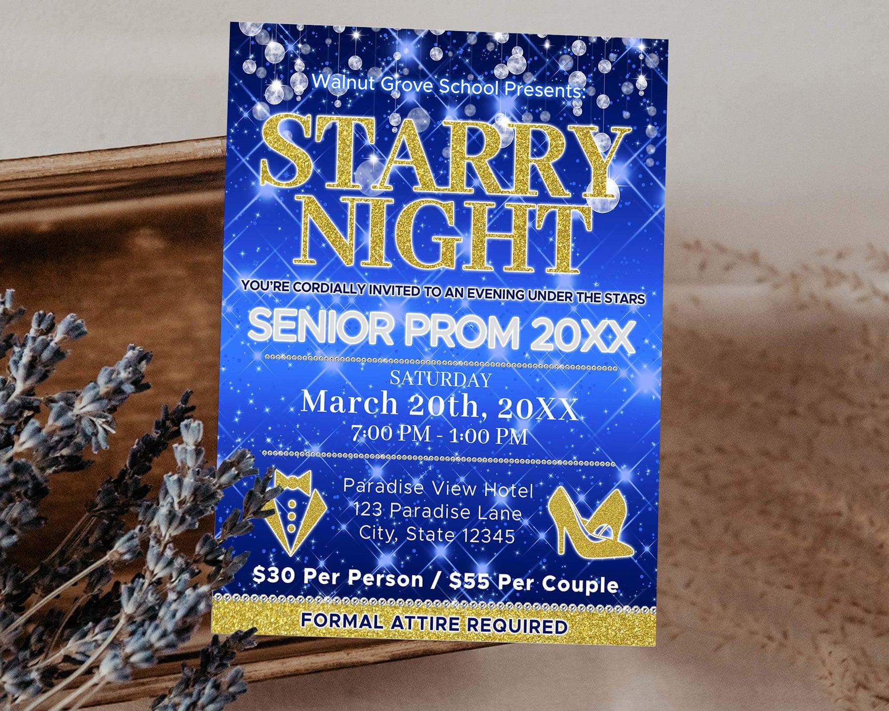 DIY Starry Night Prom Flyer | School Dance Under The Stars Invitation ...