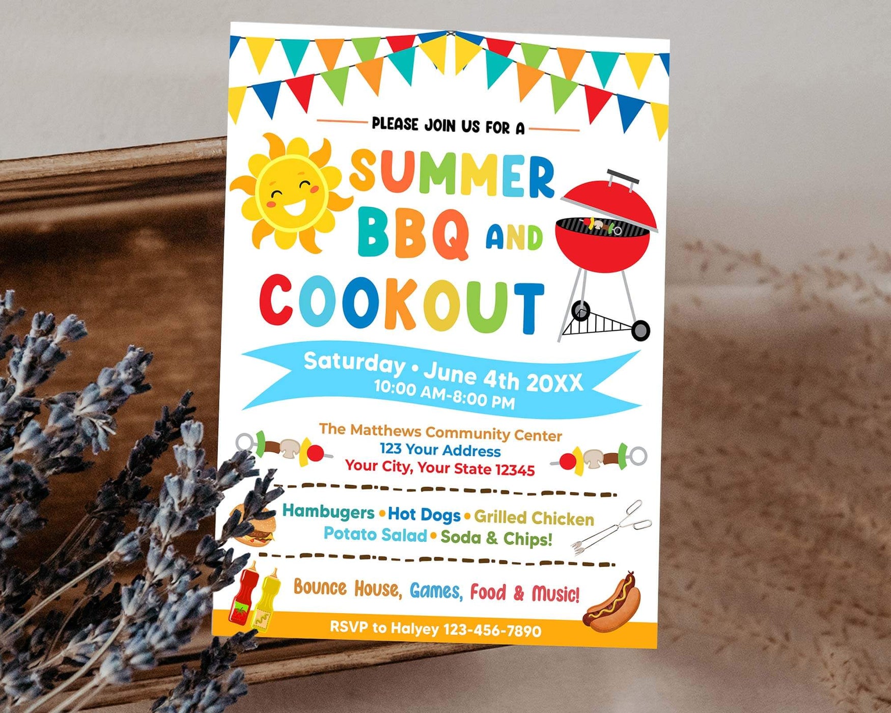 DIY Summer BBQ Cookout Invitation Template | Summer Barbecue Party ...