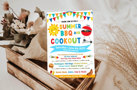 DIY Summer BBQ Cookout Invitation Template | Summer Barbecue Party ...