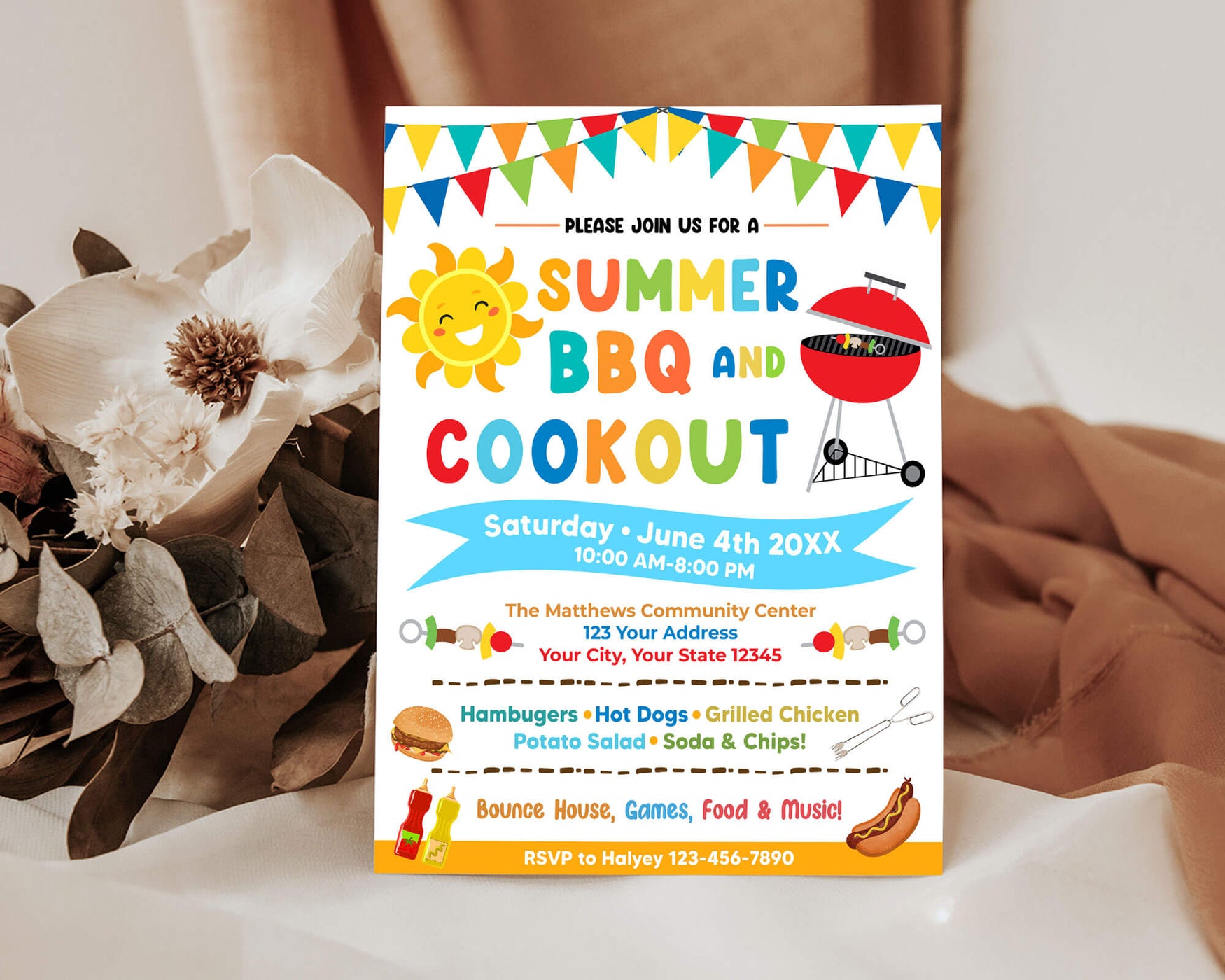 DIY Summer BBQ Cookout Invitation Template | Summer Barbecue Party ...