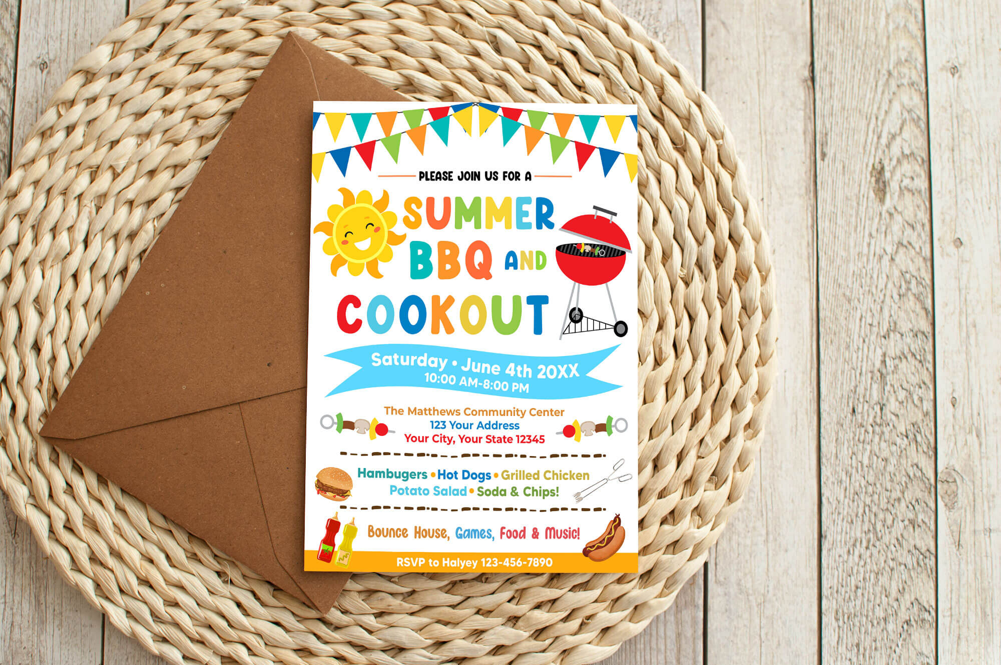 DIY Summer BBQ Cookout Invitation Template | Summer Barbecue Party ...