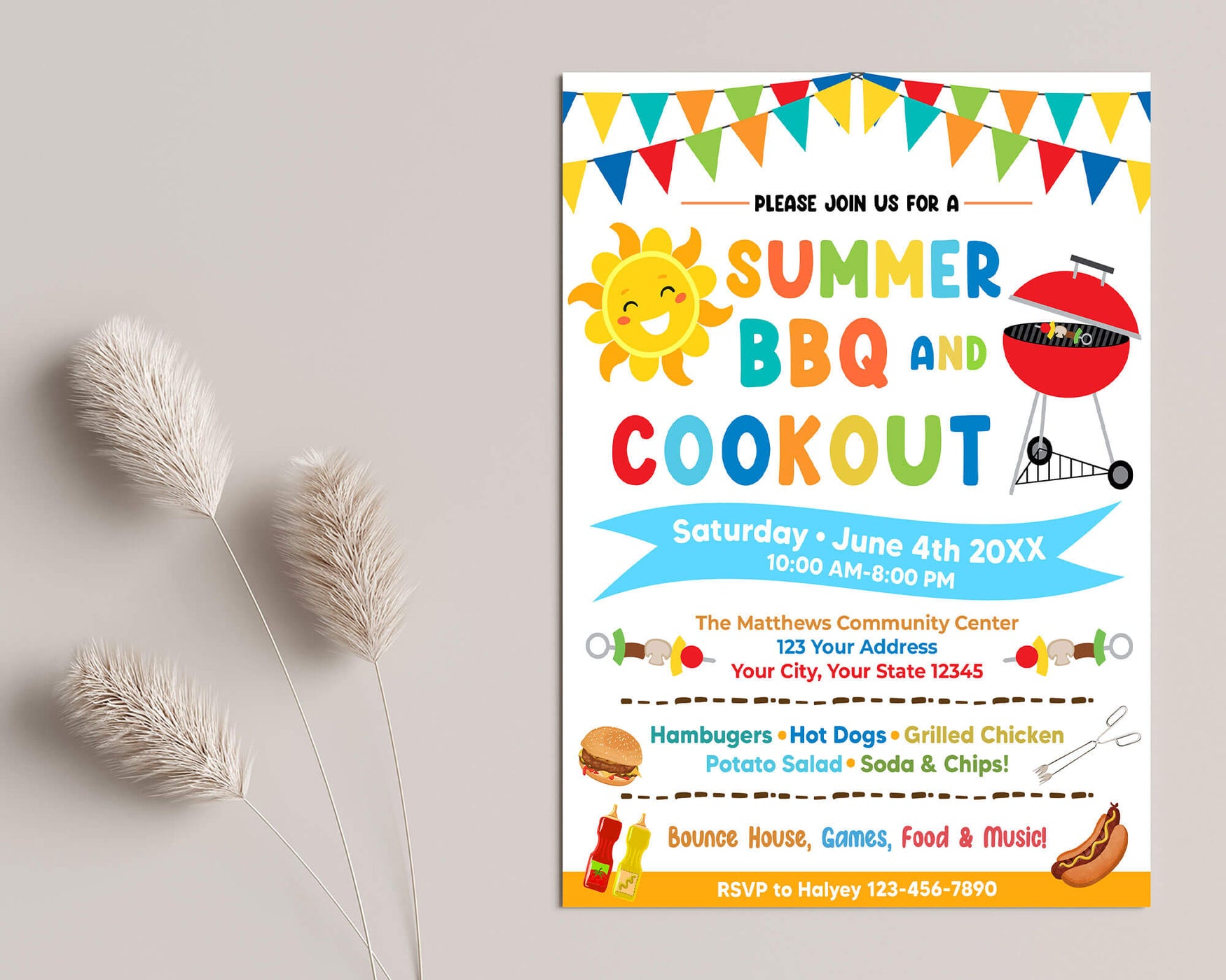 DIY Summer BBQ Cookout Invitation Template | Summer Barbecue Party ...