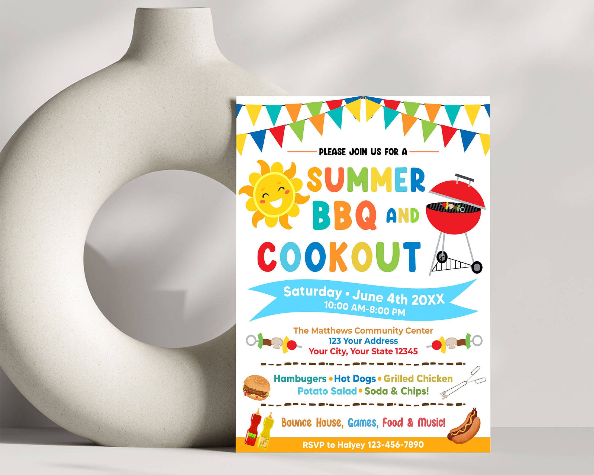 DIY Summer BBQ Cookout Invitation Template | Summer Barbecue Party ...
