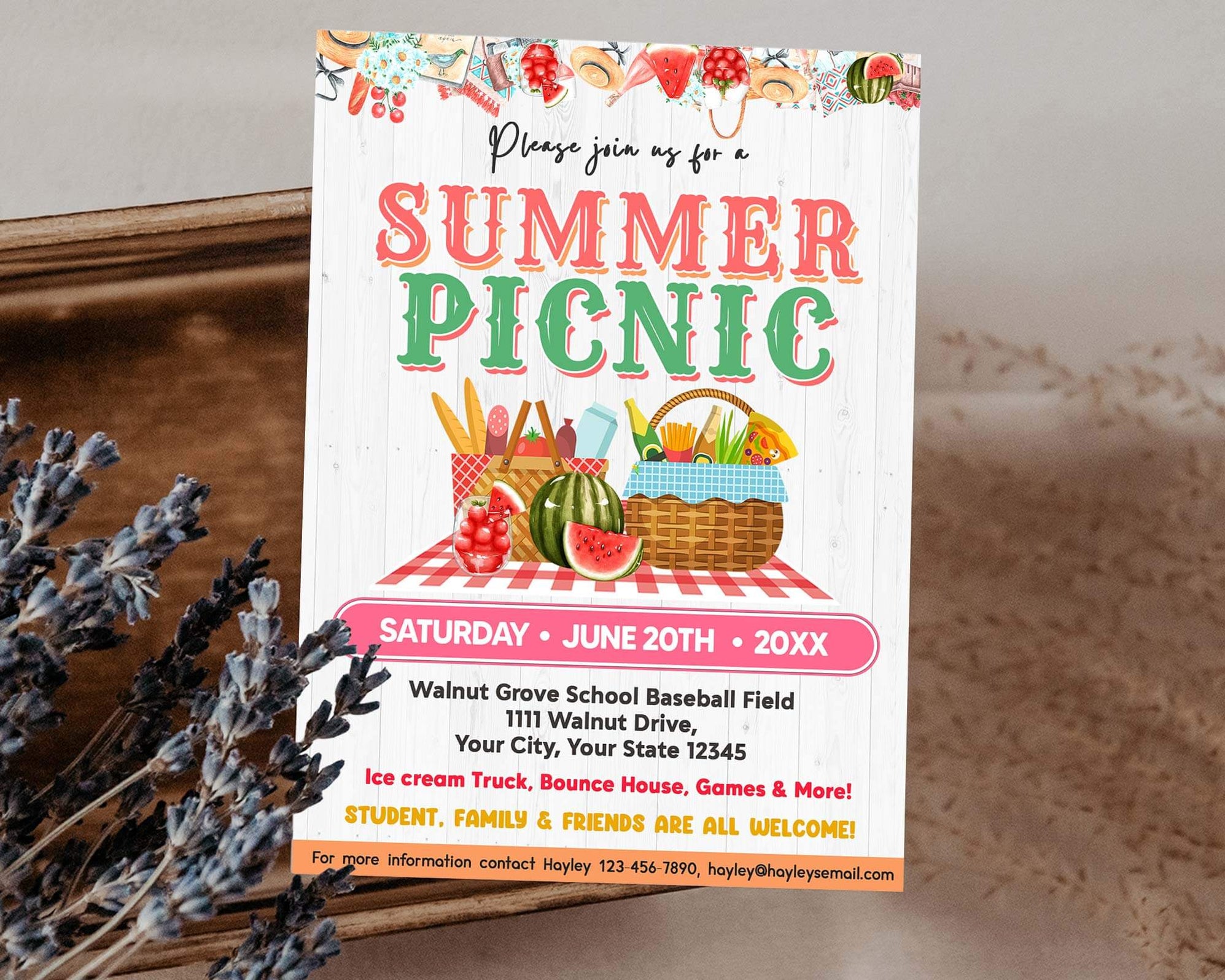 DIY Summer Picnic Invitation | Summer Picnic Party Bash Flyer Invite ...