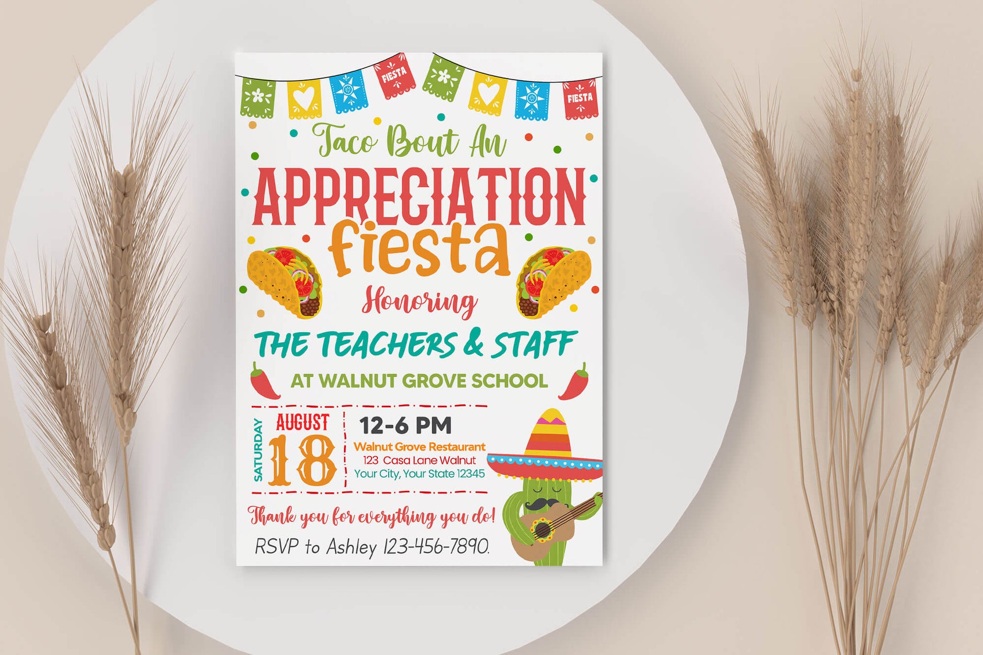 DIY Taco Bout An Appreciation Invite | Festival Themed Taco Fiesta ...