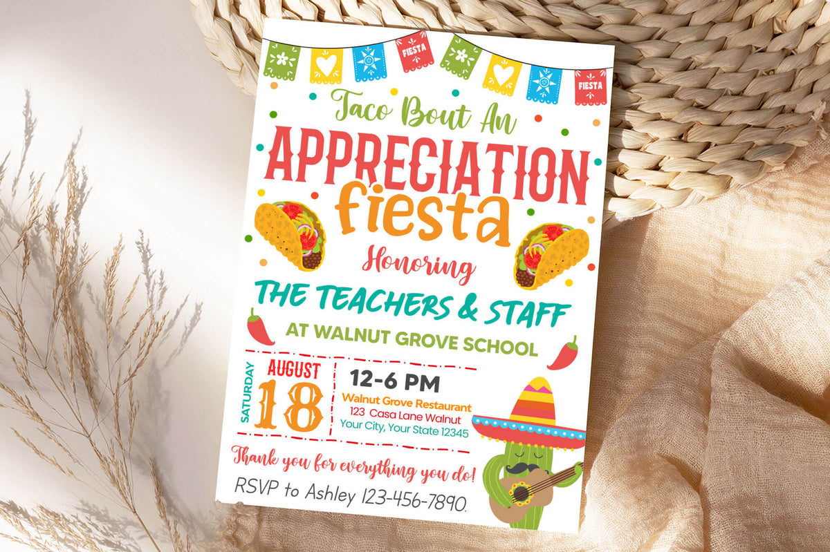 DIY Taco Bout An Appreciation Invite | Festival Themed Taco Fiesta ...