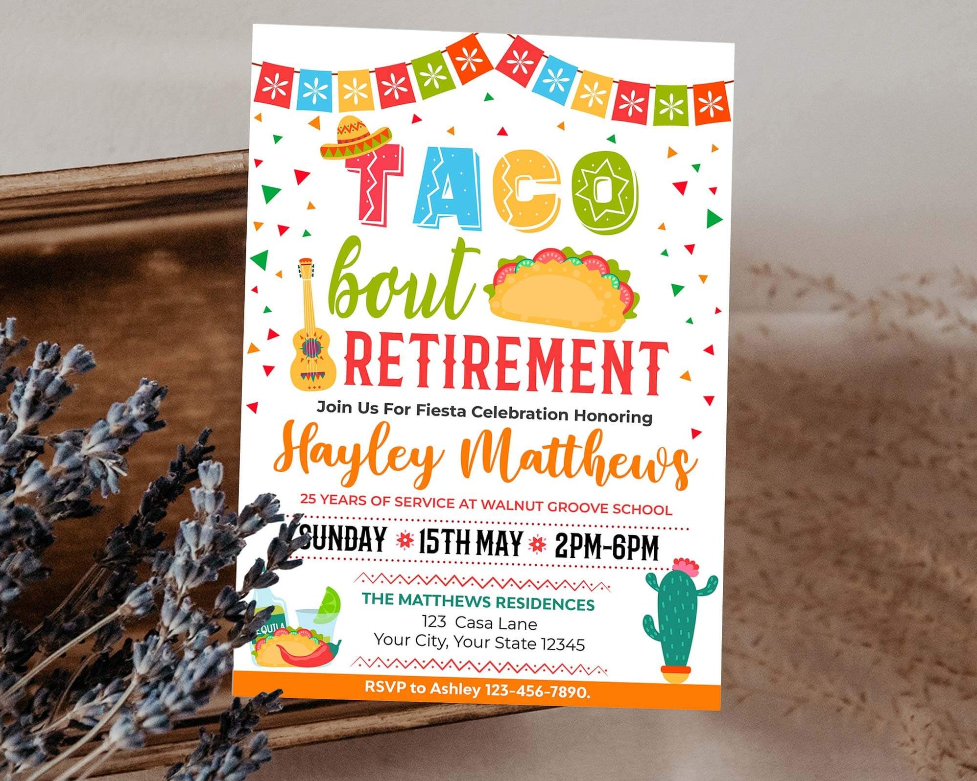Customizable Taco Bout Retirement Invitation Template | Mexican Themed ...