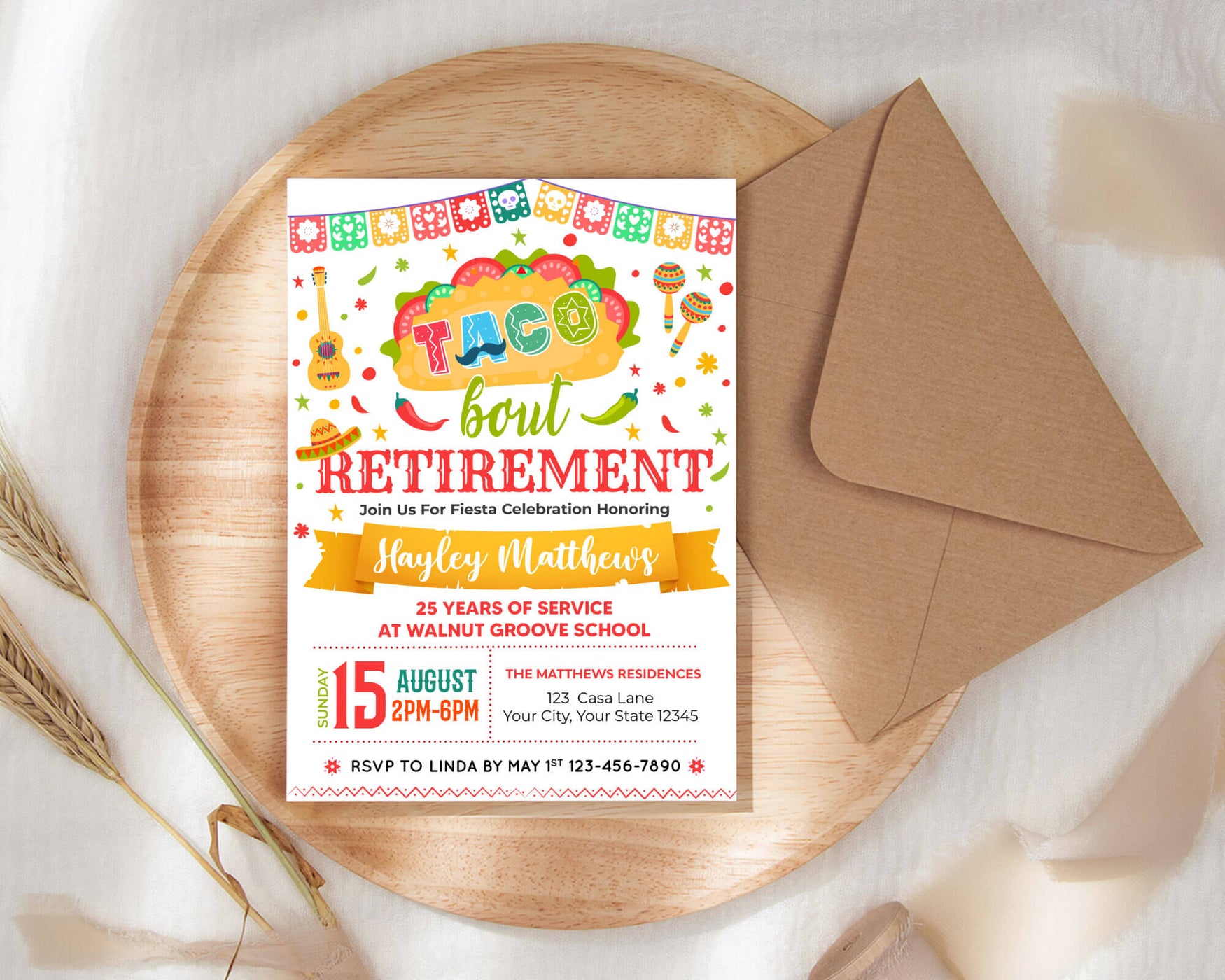 DIY Taco Bout Retirement Invite | Festival Themed Taco Fiesta ...