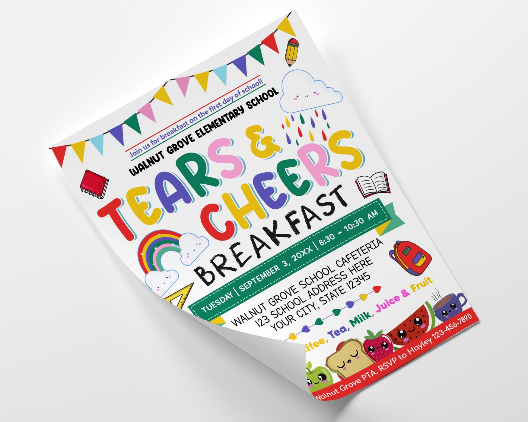 Customizable Tears and Cheers Breakfast Flyer | School PTA PTO Party ...