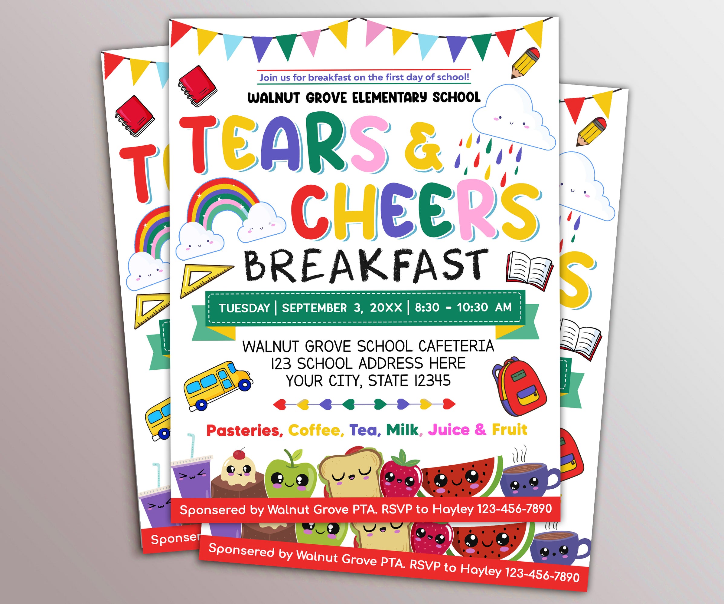 Customizable Tears and Cheers Breakfast Flyer | School PTA PTO Party ...