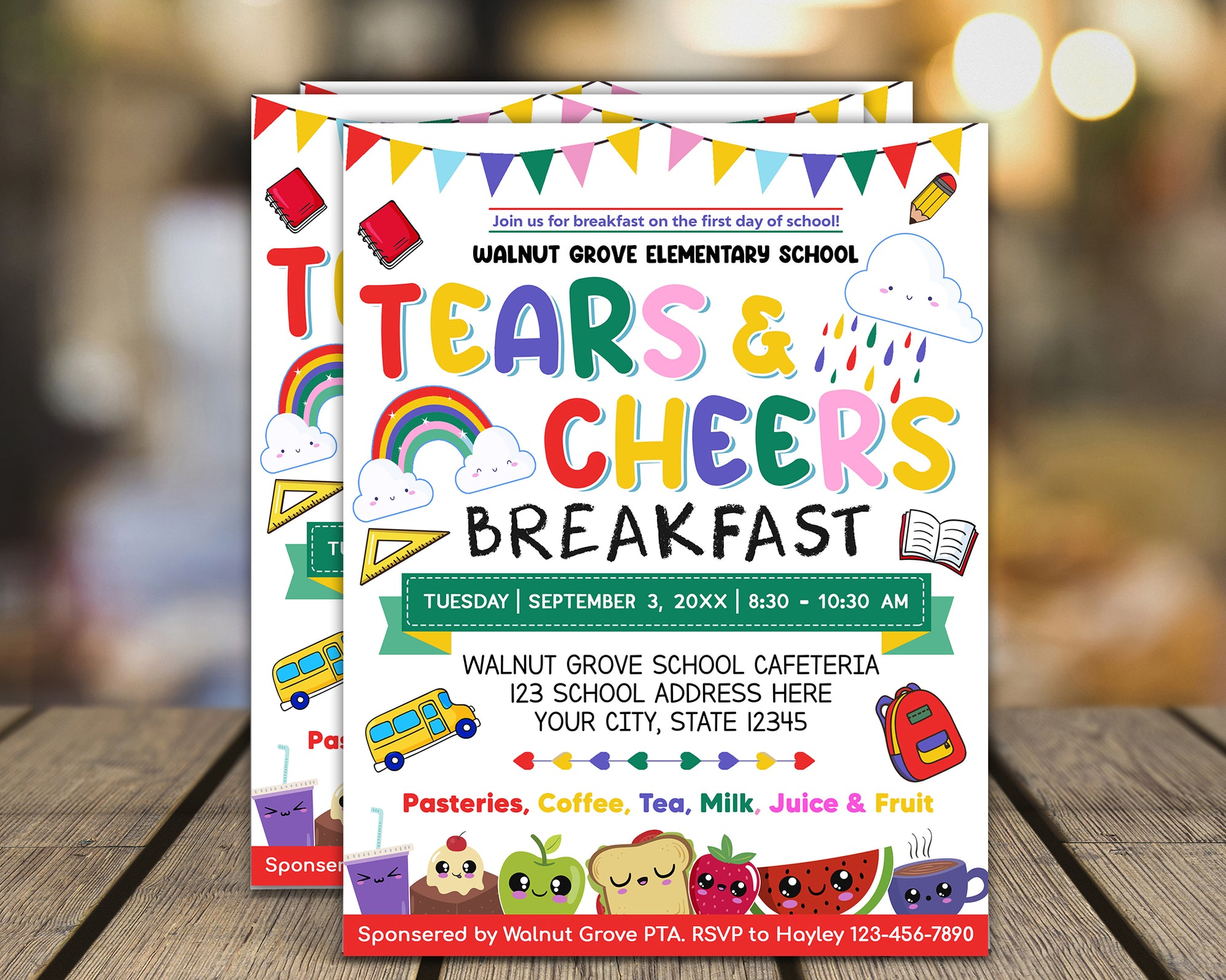 Customizable Tears and Cheers Breakfast Flyer | School PTA PTO Party ...