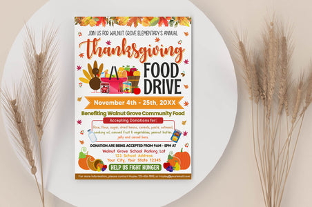 DIY Thanksgiving Food Drive Flyer | School and Community Food Drive ...