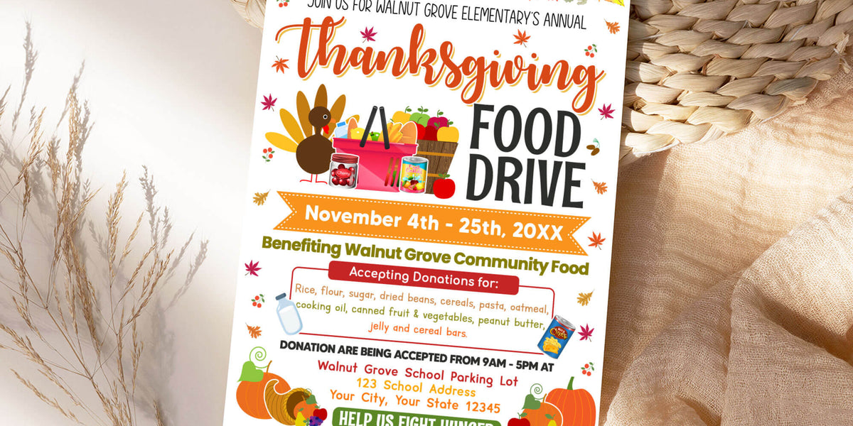 DIY Thanksgiving Food Drive Flyer | School and Community Food Drive ...