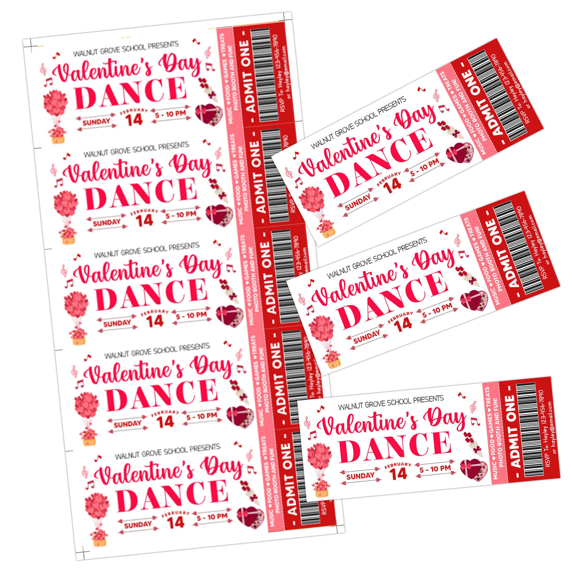 DIY Valentine's Day Dance Flyer and Ticket Bundle | School Valentines ...