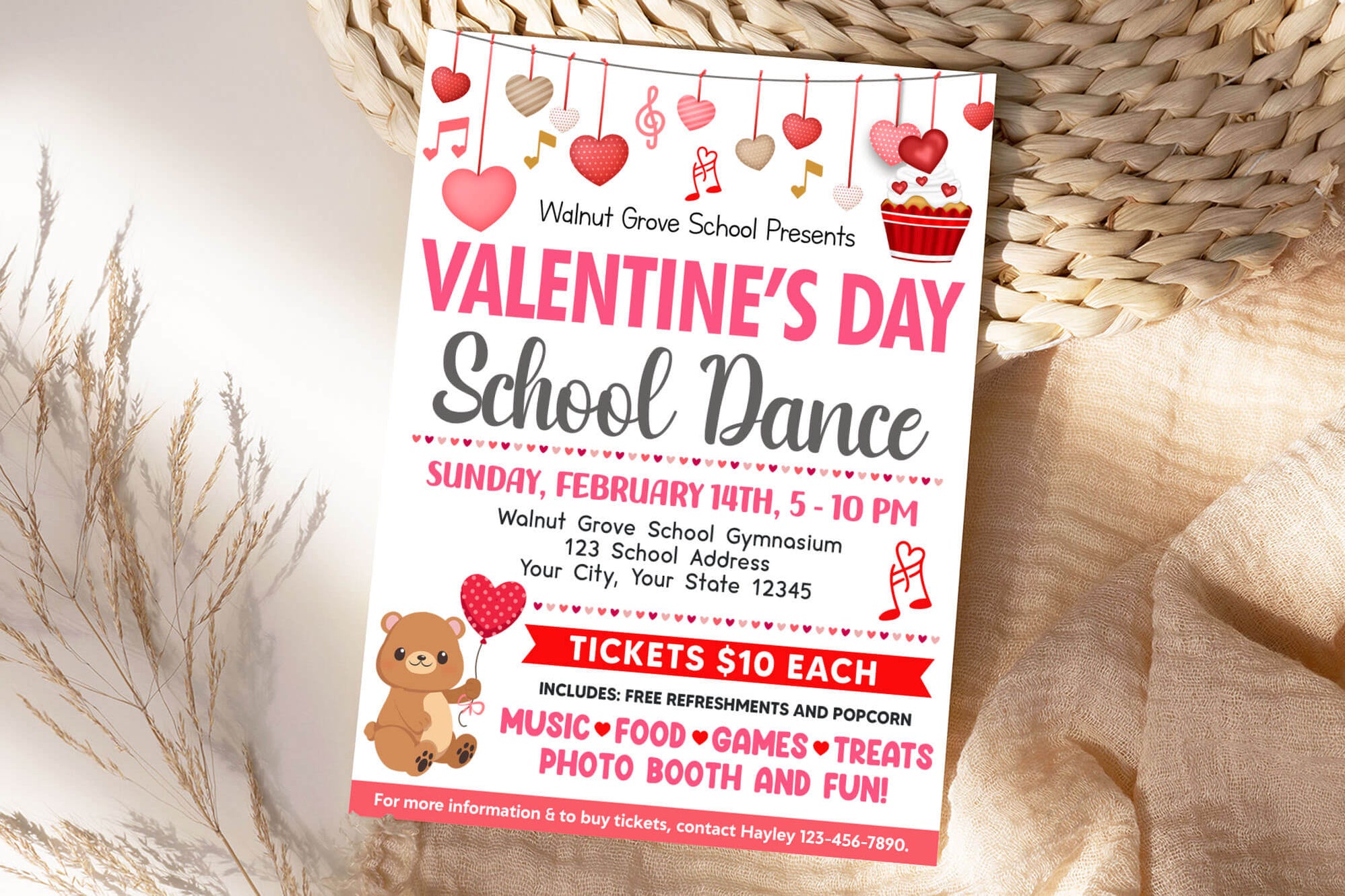 DIY Valentine's Day Dance Flyer Template | School Valentine Dance ...