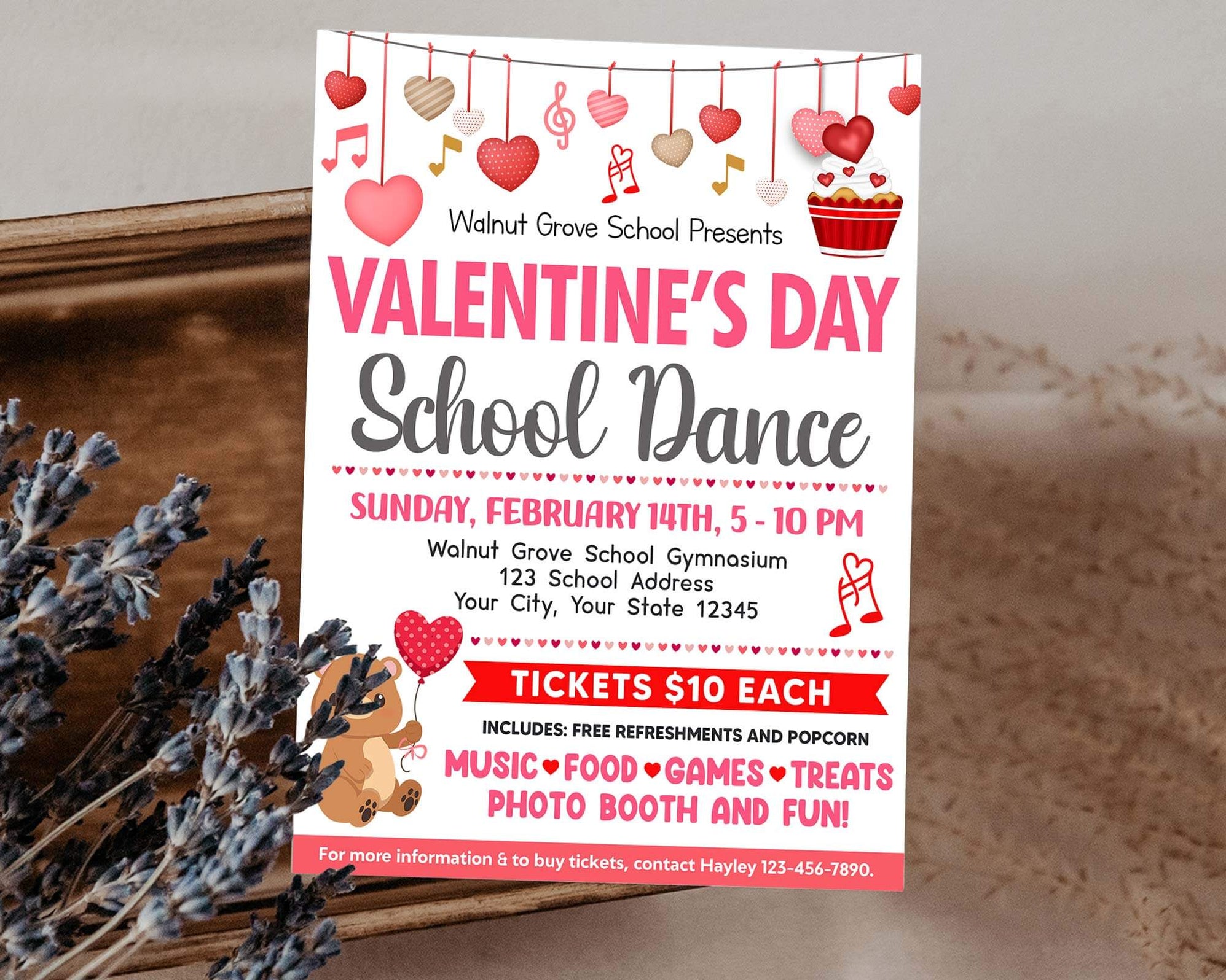 DIY Valentine's Day Dance Flyer Template | School Valentine Dance ...