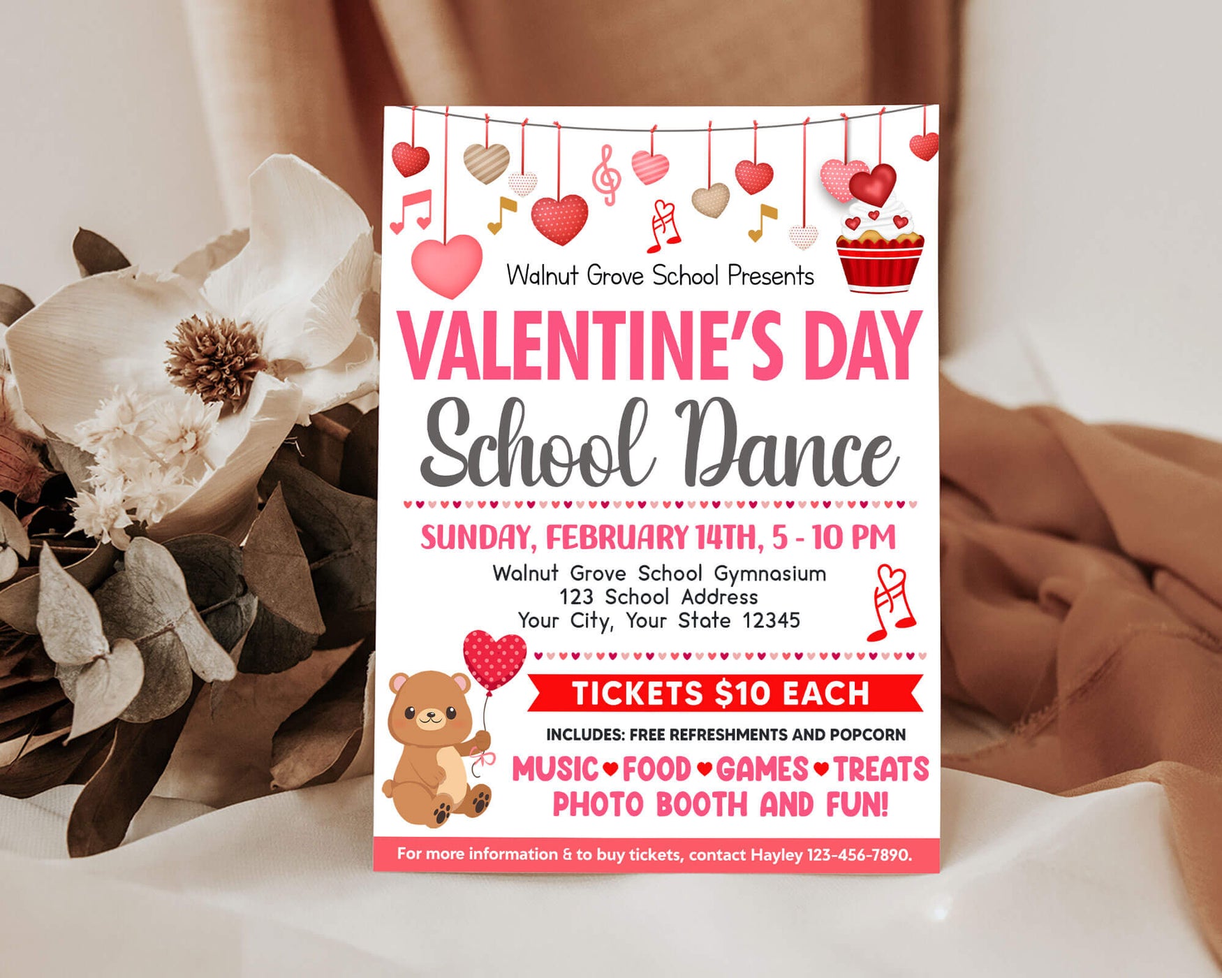 DIY Valentine's Day Dance Flyer Template | School Valentine Dance ...