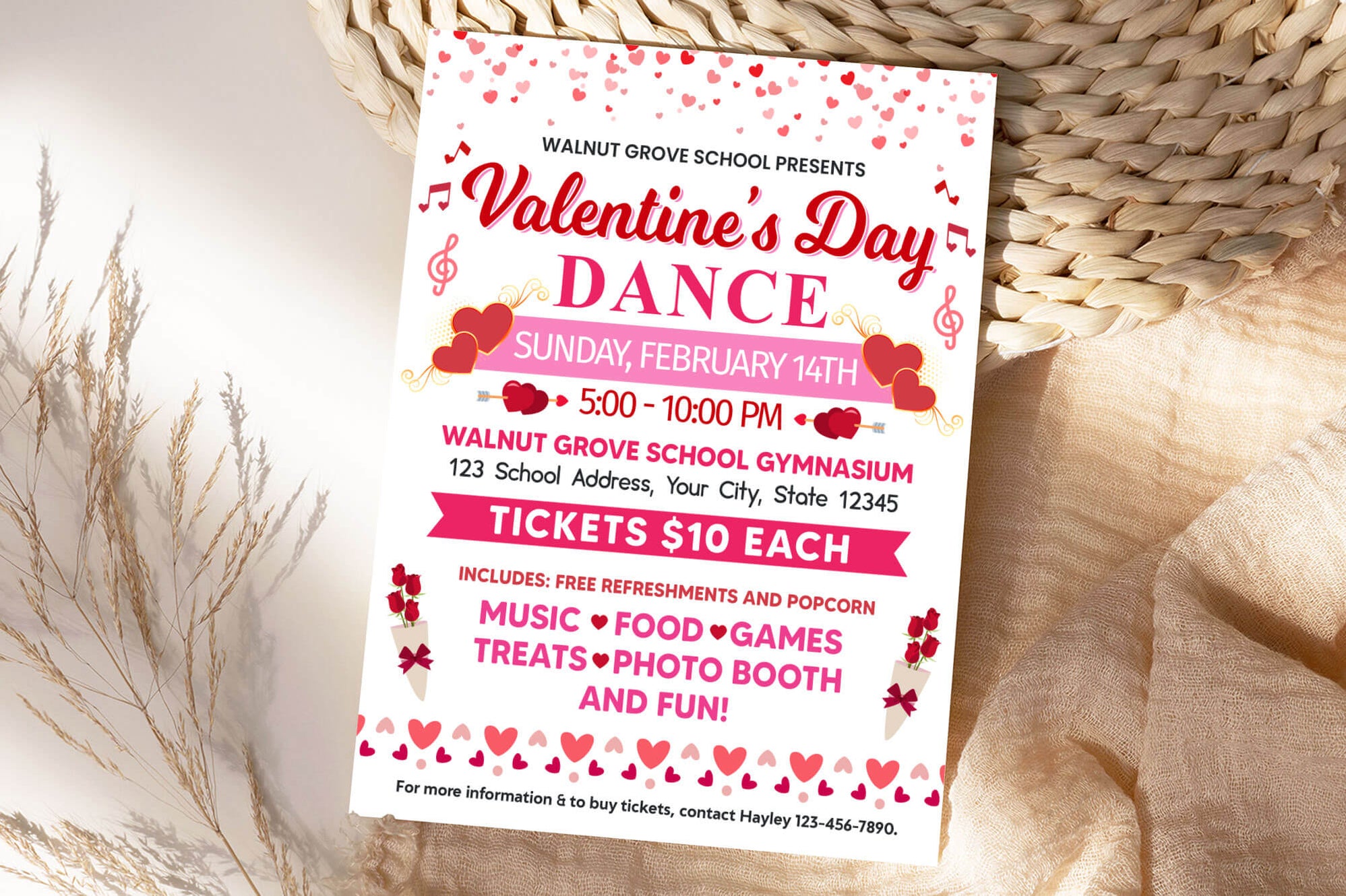 Customizable Valentine's Day Dance Flyer Template | School Dance ...