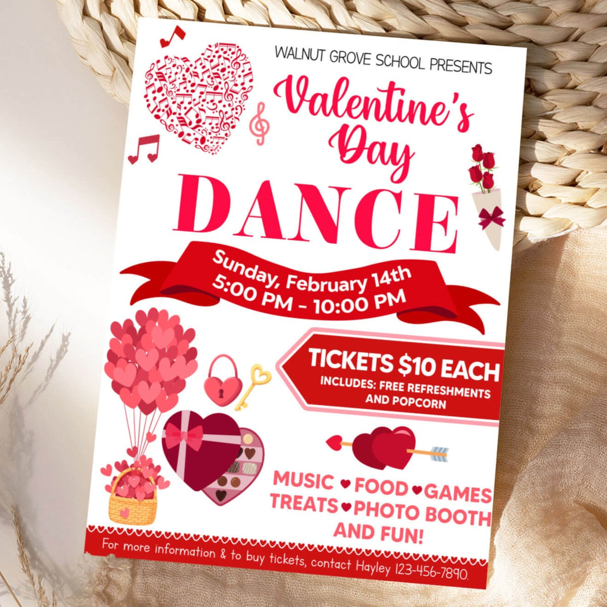 Customizable Valentine's Day Dance Flyer | Valentine Dance For School ...