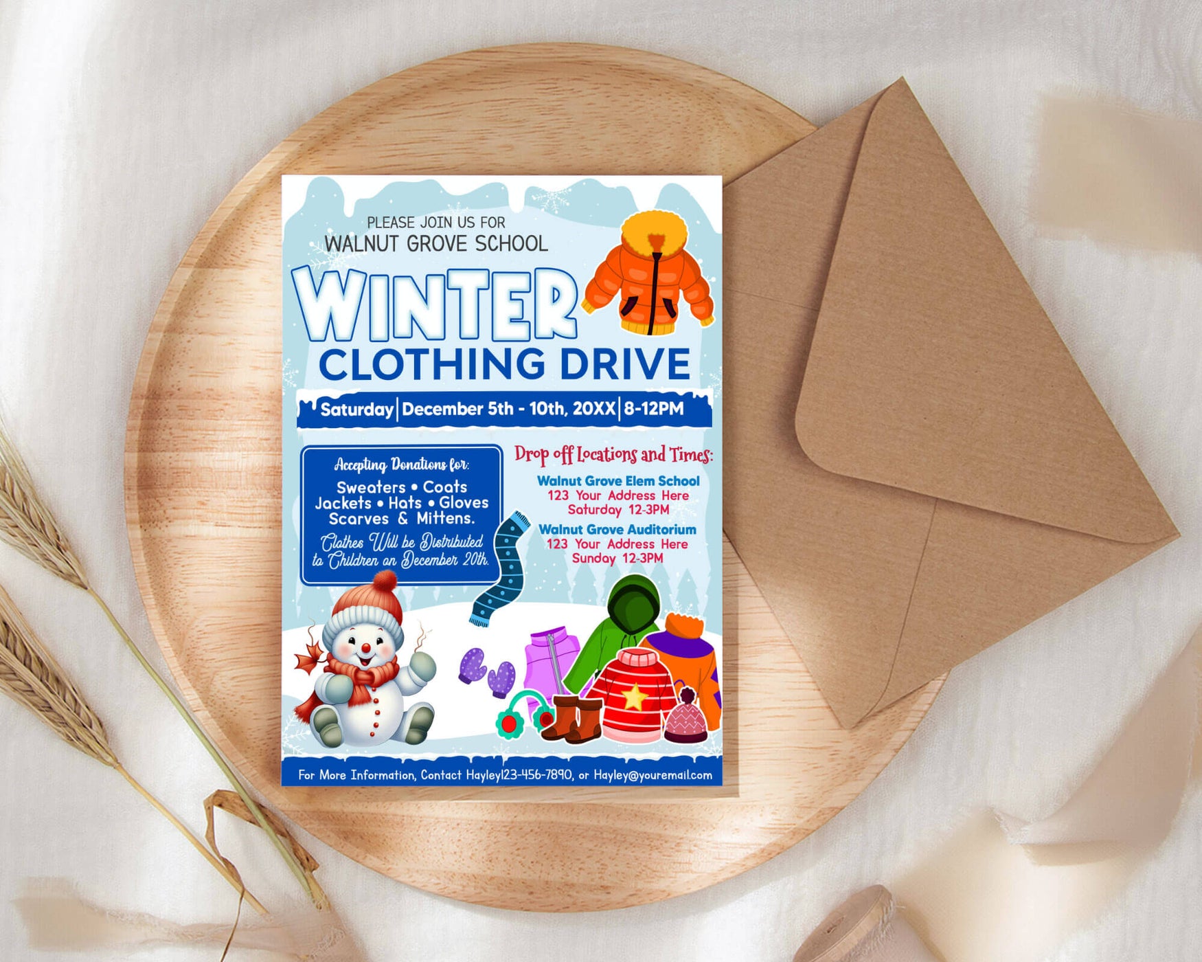 DIY Winter Clothing Drive Flyer | Holiday Winter School and Community ...